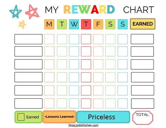 Kids Rewards Chart | Jodi's Kitchen Shop